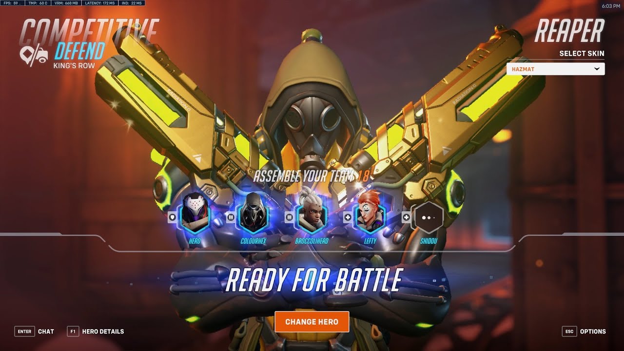 HAZMAT SKIN REAPER! COLOURHEX REAPER OVERWATCH 2 SEASON 8 TOP 500 ...