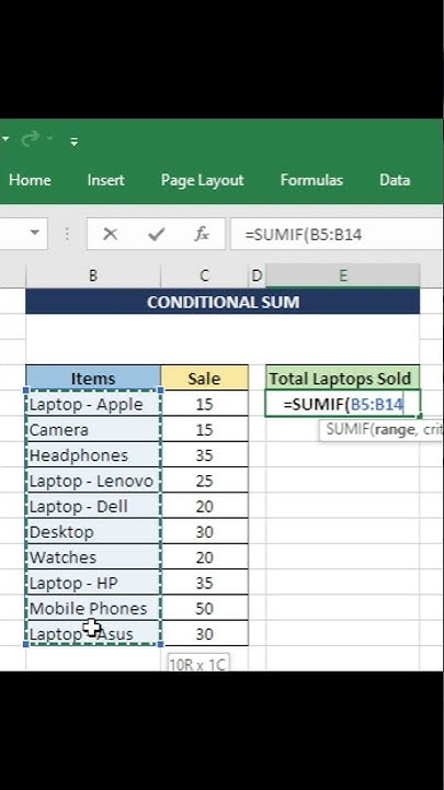 Conditional Sum in Excel #shorts - YouTube