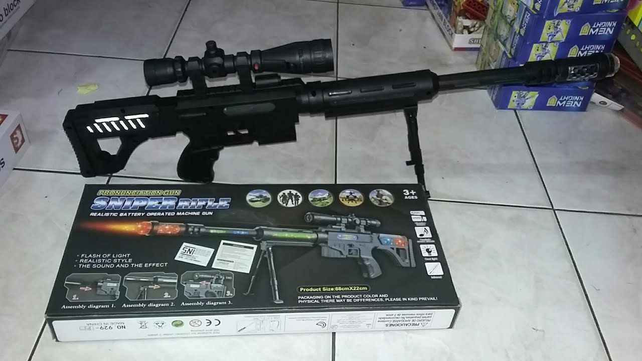 TEMBAKAN MAINAN SNIPER RIFLE ELECTRIC SOUND GUN #AGEGLADI - YouTube