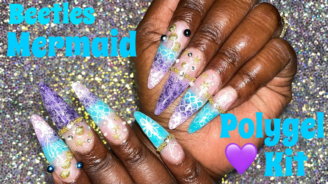 Mermaid Nails 💅🏾🧜🏾‍♀️ ~ Beetles Mermaid Polygel Kit ~ Beginner Friendly ...