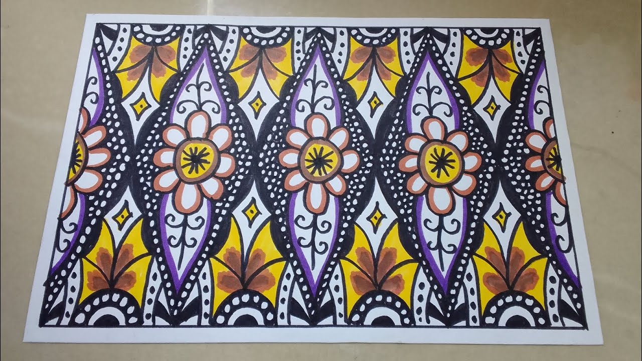 cara menggambar batik betawi motif batik pucuk rebung dengan pola ...