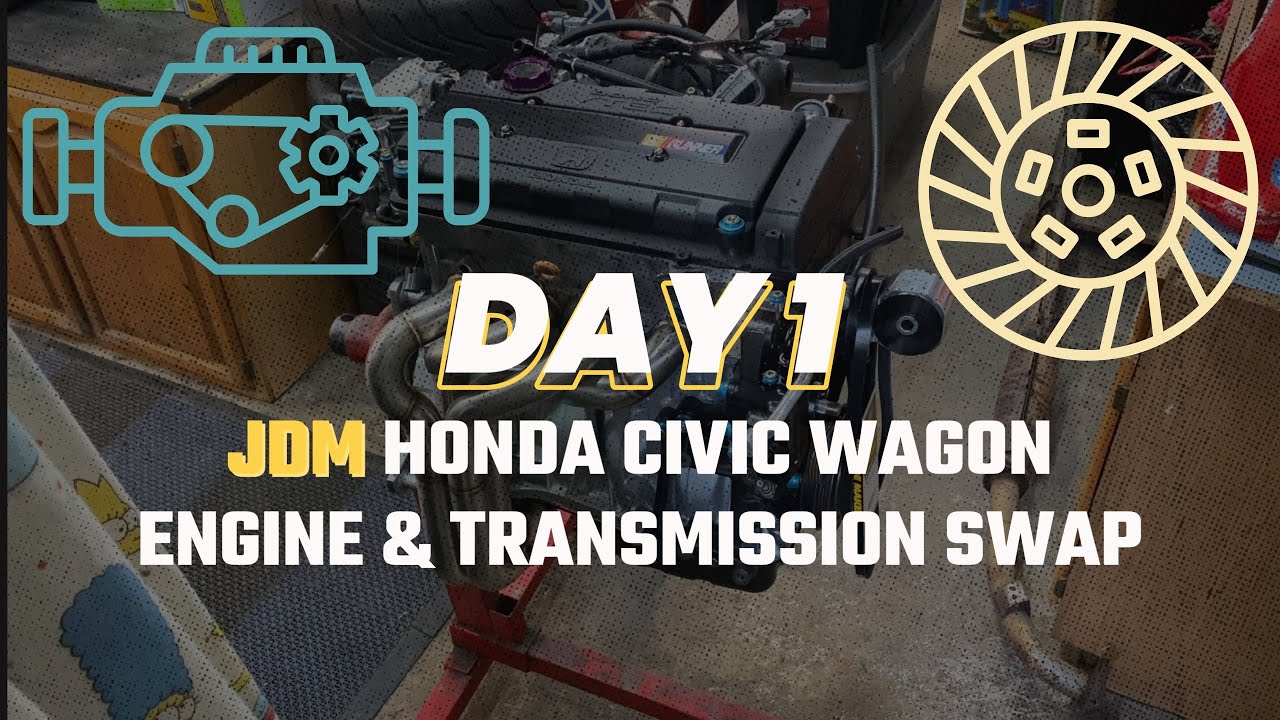 Honda Civic Wagon Engine And Transmission Swap Day 1 - YouTube