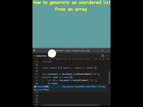 How to create UL tag from array in #javascript #shortsfeed #shortvideo #shortfeed #shorts #short ...