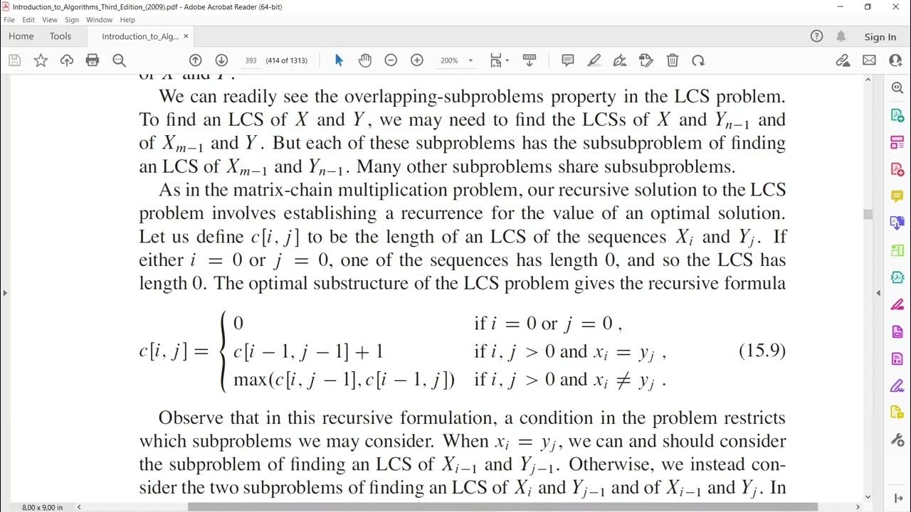 Longest Common Subsequence Algorithm in C++ - YouTube