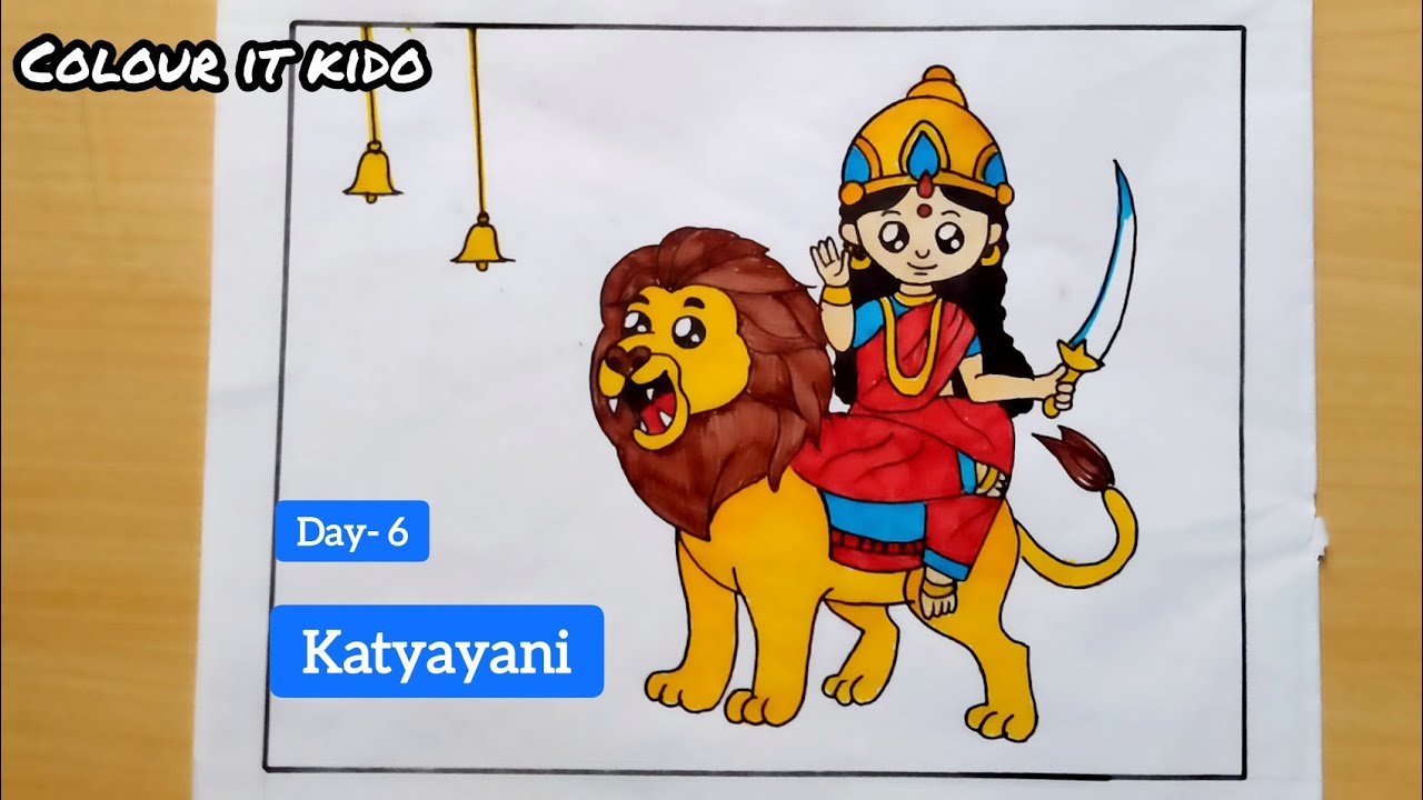 Katyayani Drawing | katyayani mata ki Drawing | katyayani Devi |Maa ...
