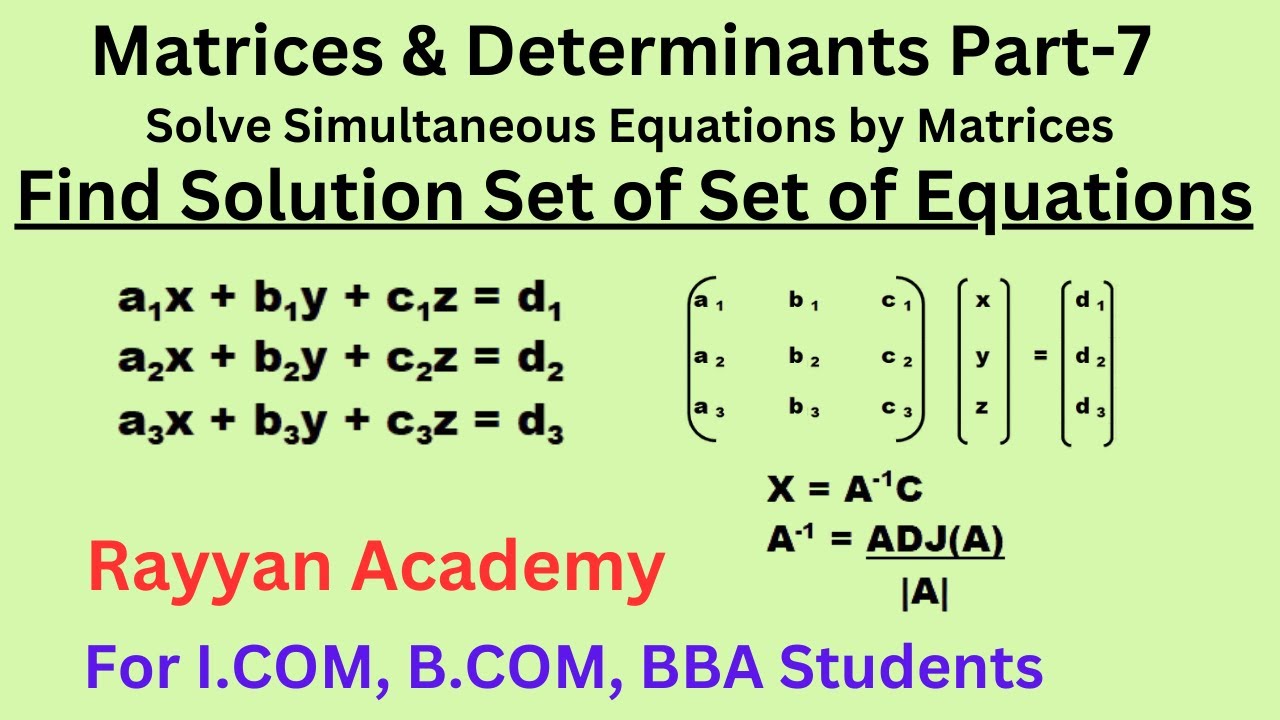 How To Solve Simultaneous Equations By Matrices Easy Way To Solve