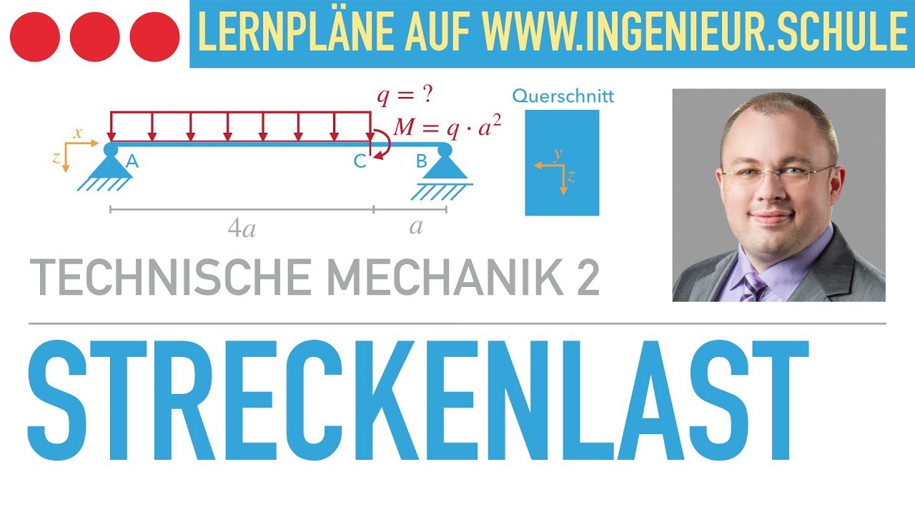 Streckenlast bestimmen, Aufgabe – Technische Mechanik 2 - YouTube