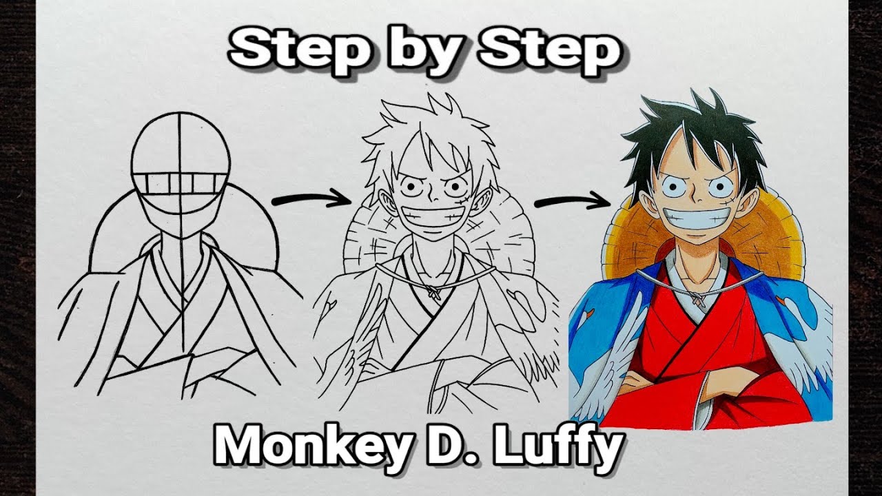 How to Draw "Monkey D. Luffy" Step by step(Tutorial) for beginners||One ...