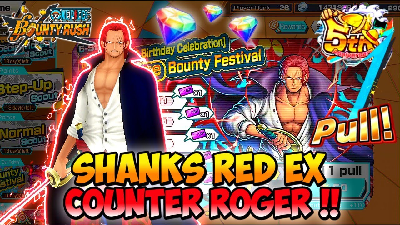 300rd SHANKS RED REBANNER !! GACHA CHAR COUNTER ROGER V2!! ONE PIECE ...