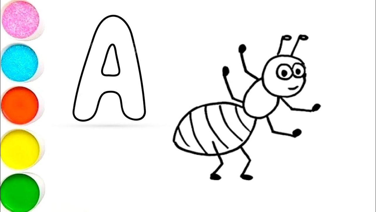 Learn ABCs with Ant Drawing & Coloring | A for Ant | Kids Klub - YouTube