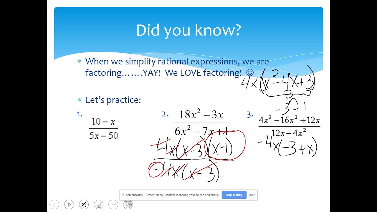 7.3 Notes: Simplifying Rational Expressions - YouTube