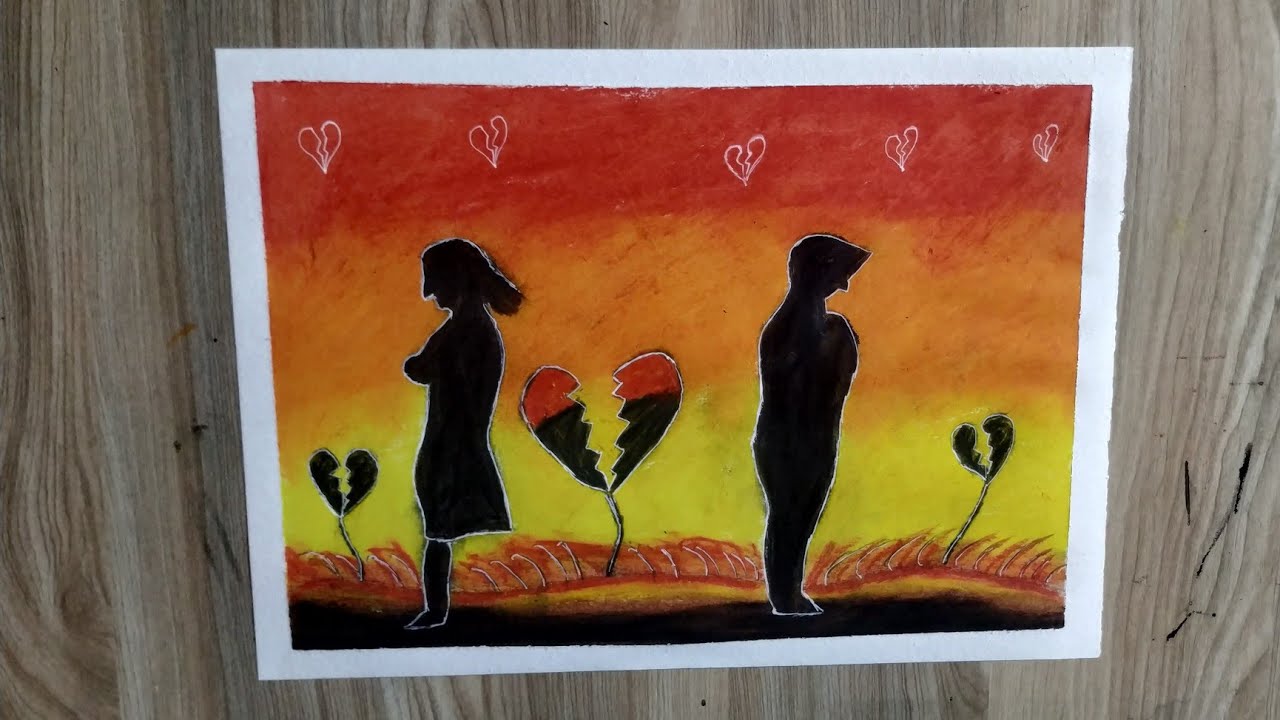 How To Make A Break Up drawing // With Oil Pastel's // Step By Step ...