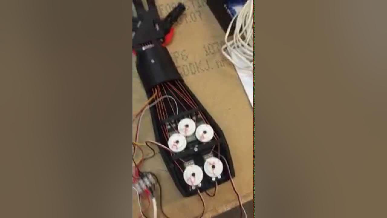 InMoov robot hand with new servo pulleys - YouTube