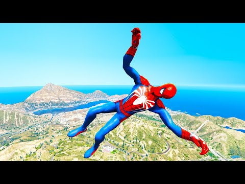 GTA 5 Spiderman Epic Jumps Compilation PART 01(GTA V Fails Funny Moments)