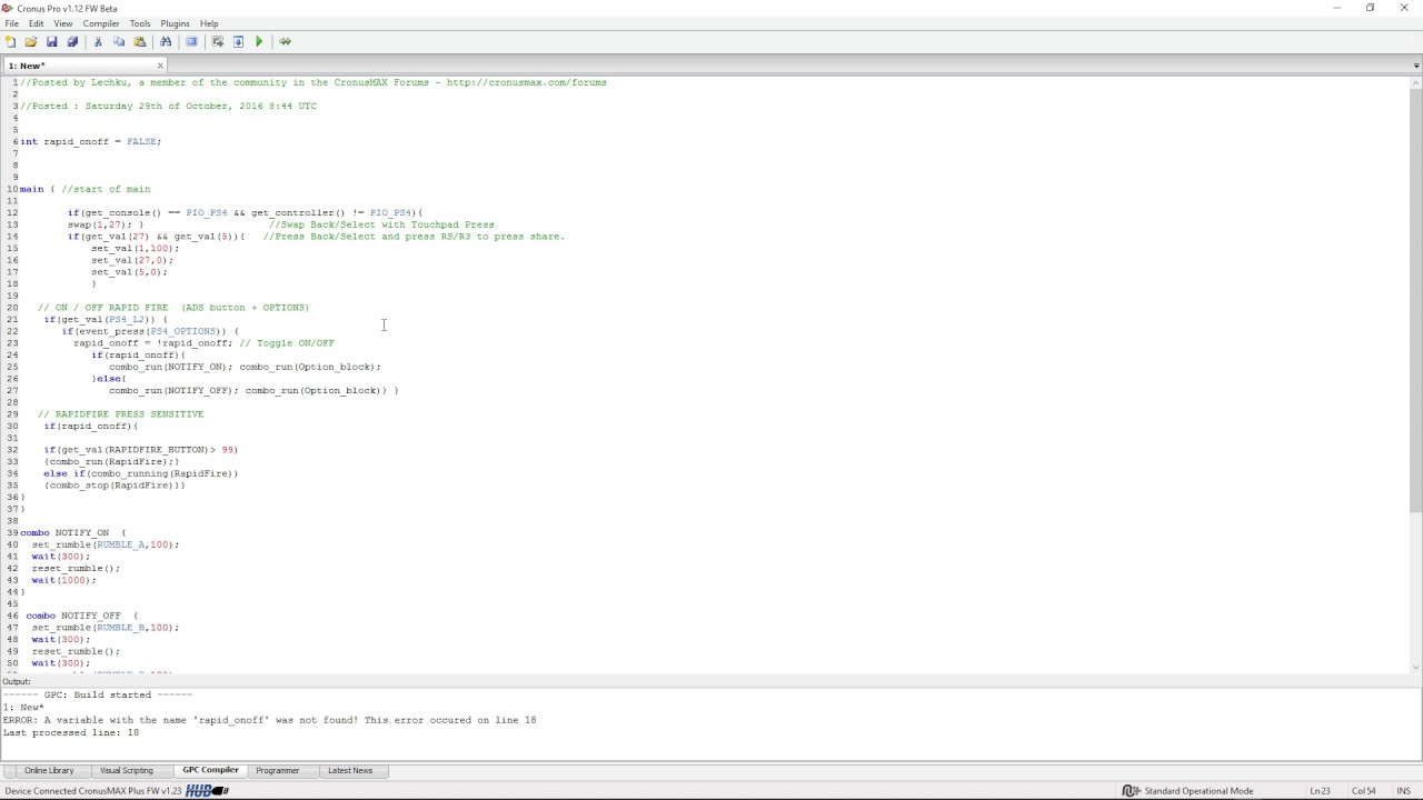 Cronusmax Plus Correcting Gpc Script Errors For Rapidfire Script 9592