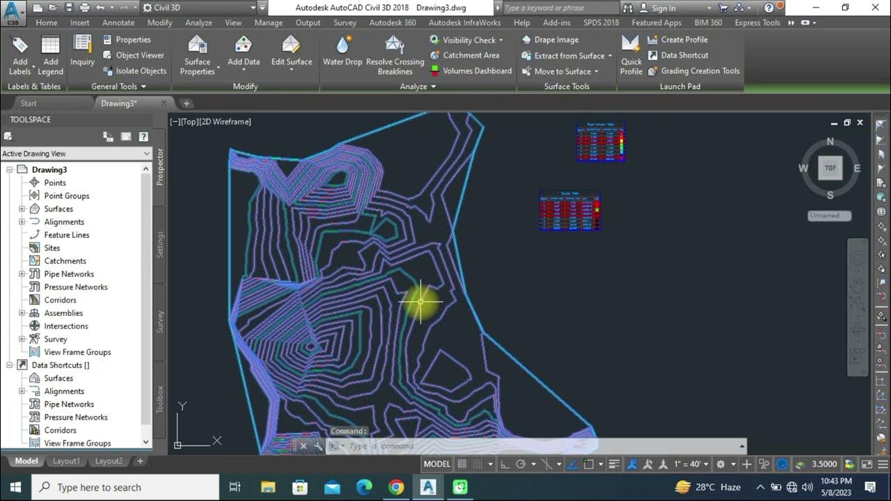 Civil 3d contour analysis in different colors ranges - YouTube