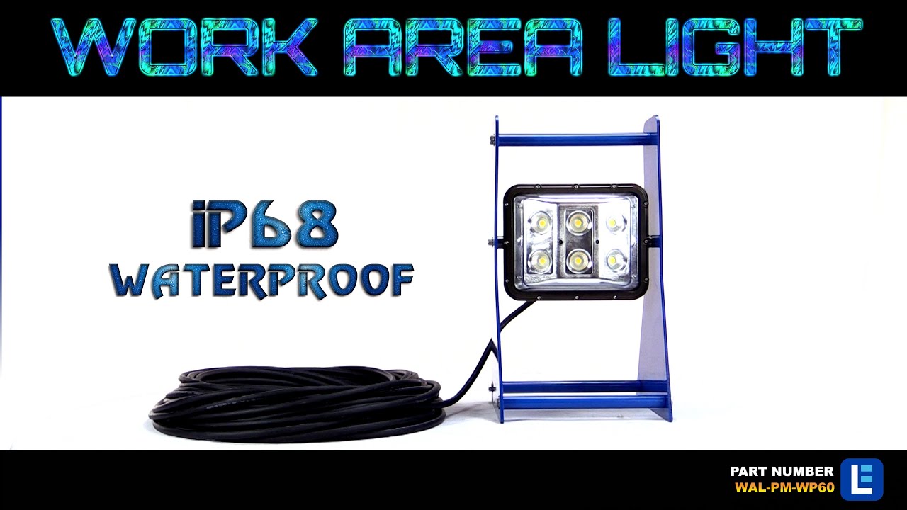60 Watt Portable LED Work Area Light - Waterproof - Aluminum Frame ...