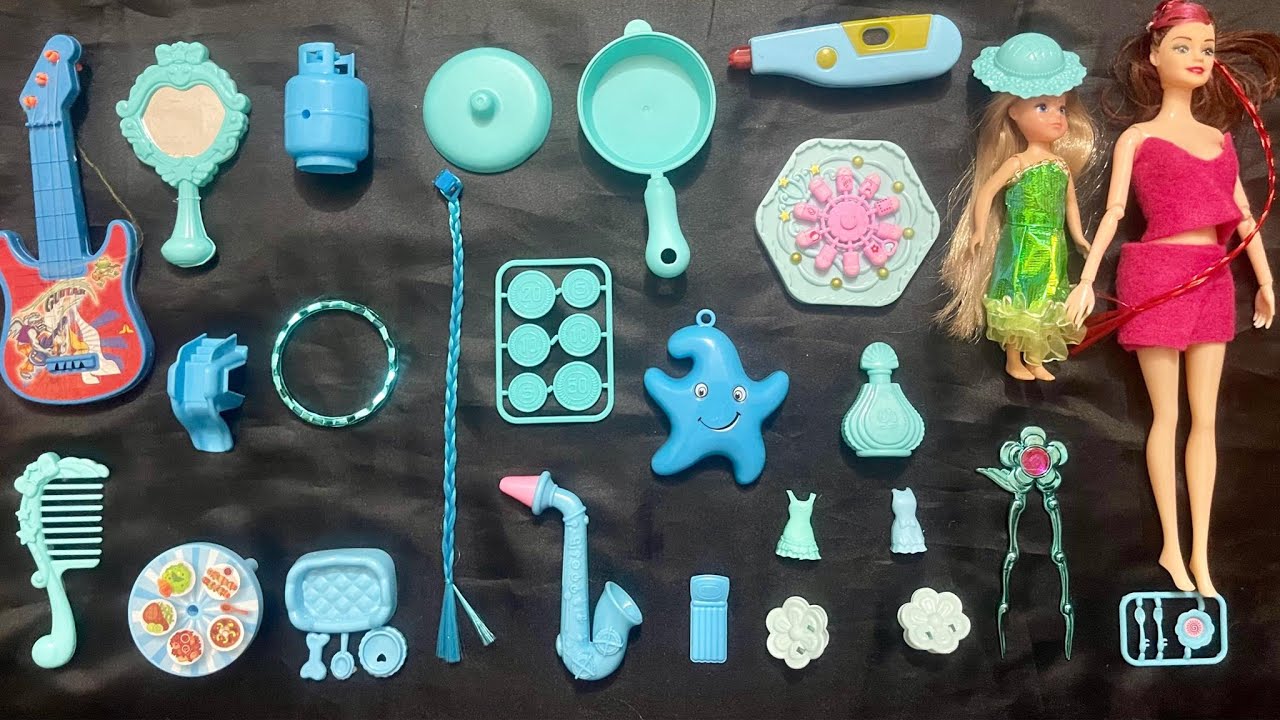 12 Minutes Satisfying With Unboxing Blue Barbie Doll Accessories Play Set Asmr Barbie Girl