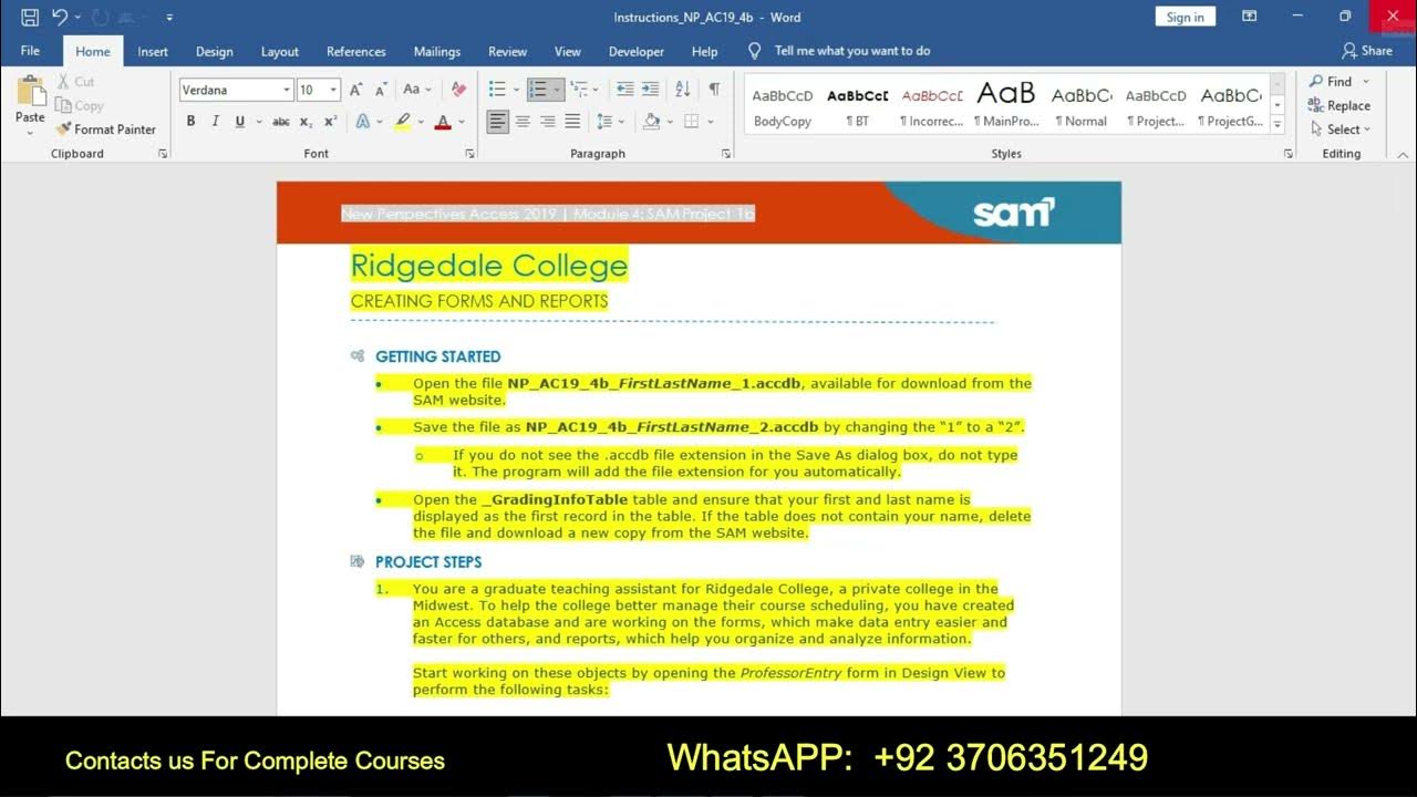 Access Module 4 SAM Project B Ridgedale College | Access Module 4 SAM | @Myitlabsolutions512 ...