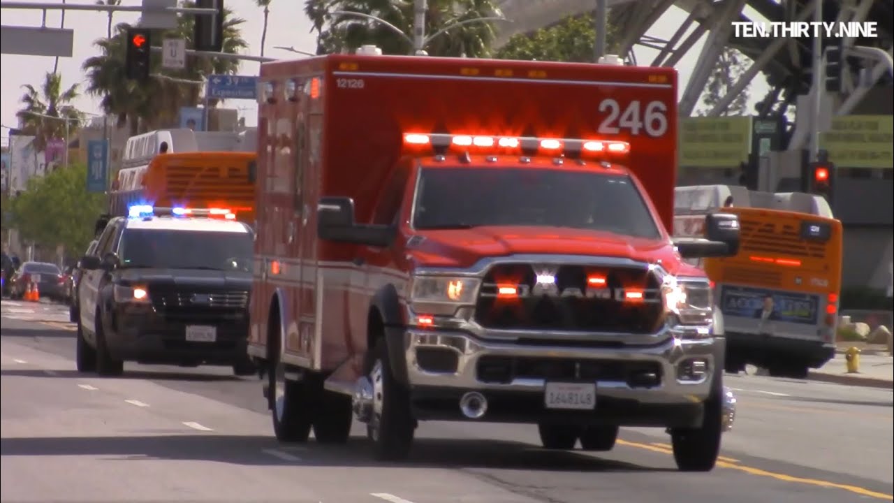 *NEW* LAFD RESCUE 246 TRANSPORTING RESCUE 46, ENGINE 46 RESPONDING ...