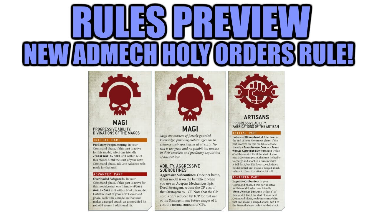 Tech Priest Upgrades Admech Holy Order Rules Warhammer 40k 9th Edition Rules Preview YouTube Tech Priest Upgrades Admech Holy Order Rules Warhammer 40k 9th Edition Rules Preview YouTube