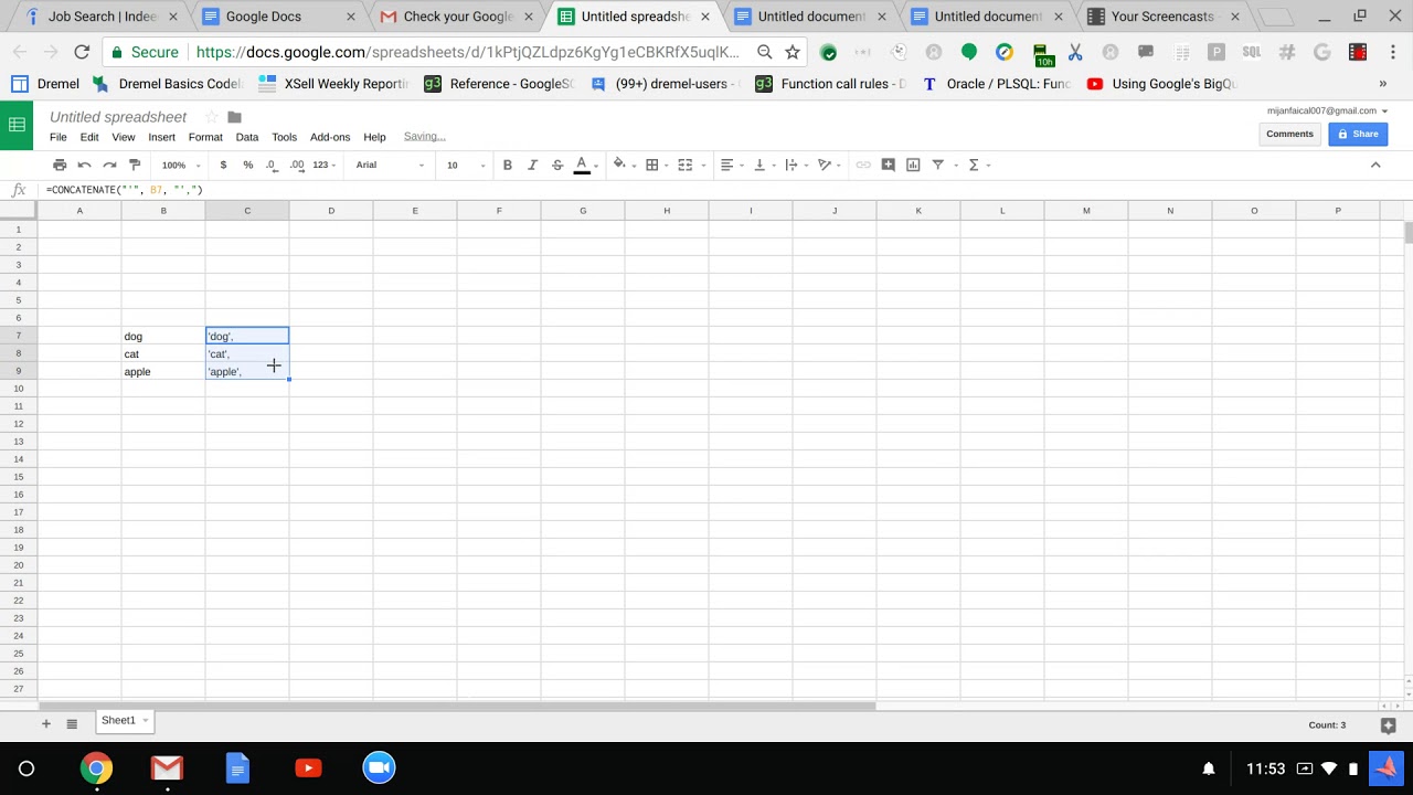 How To Add Quotes And Commas In Google Sheet YouTube How To Add Quotes And Commas In Google Sheet YouTube