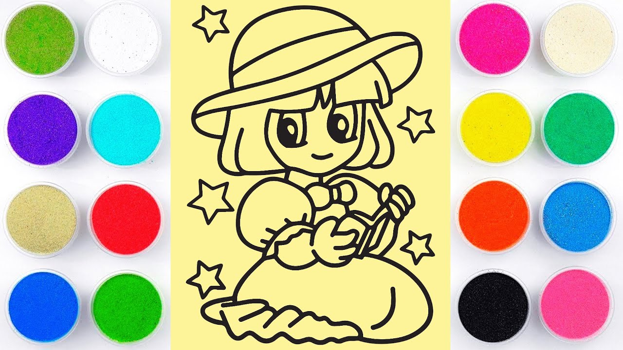 Sand painting drawing a chibi girl reading book - YouTube