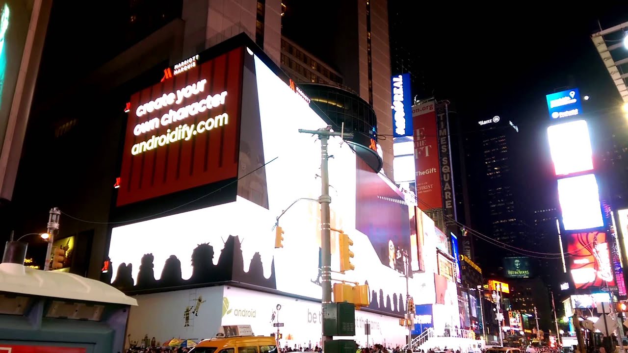Android ad on giant screen in Times Square NYC - YouTube
