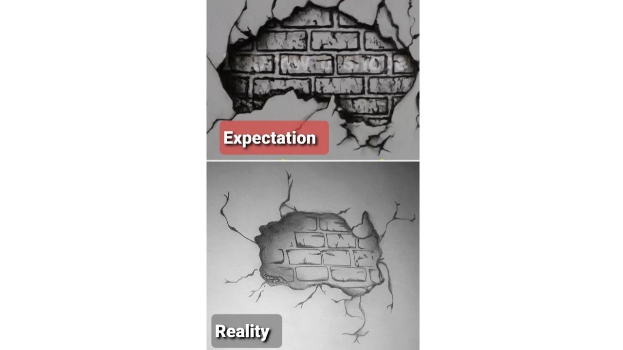 #Drawing cracked wall (expectation vs reality) #art (How to draw ...