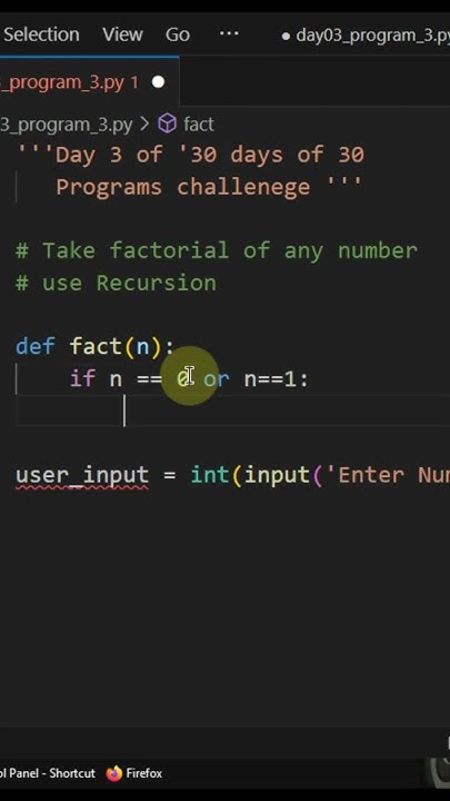 Day 03 - Python program to print a Factorial - YouTube