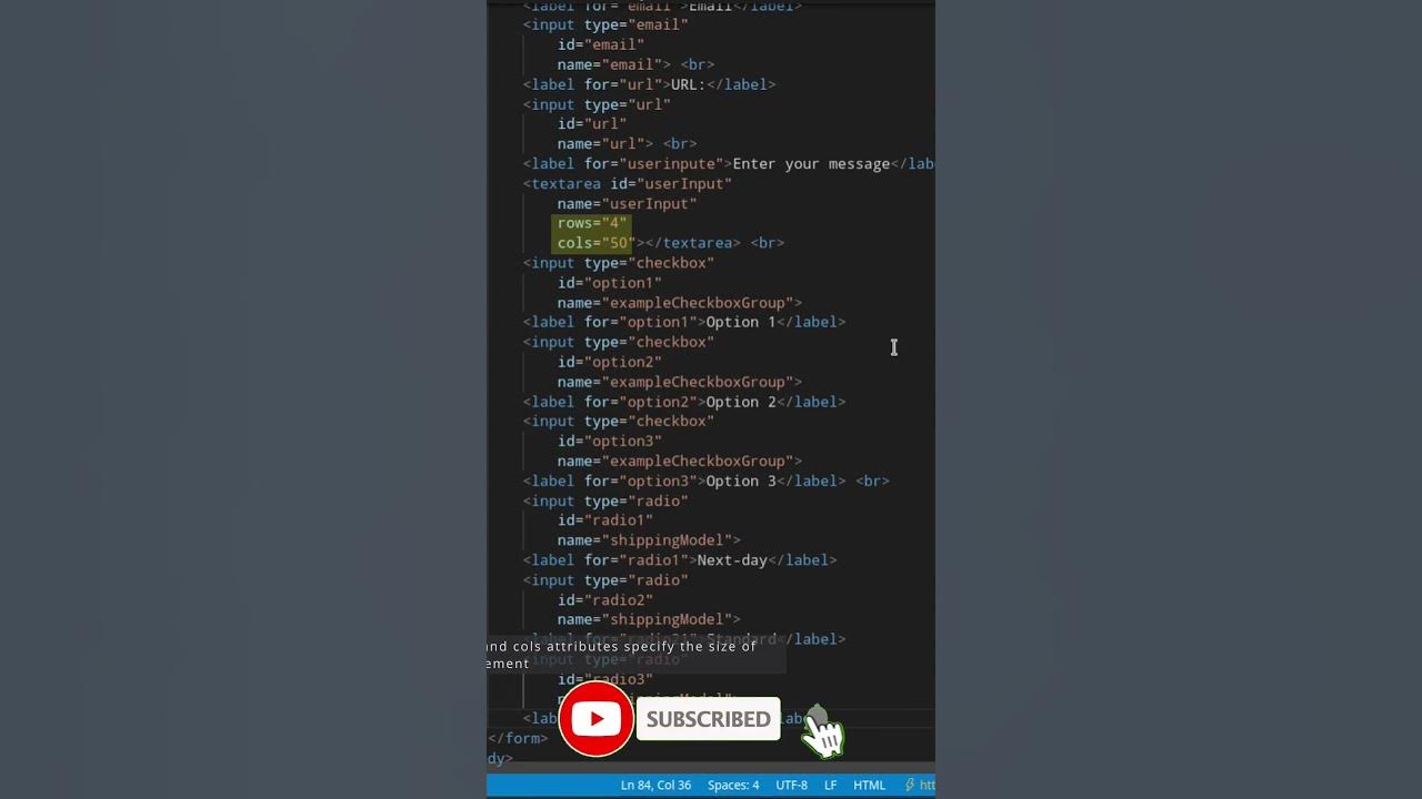 Html 21c 💻 Input And Textarea Elements Html Html5 Html5tutorial Html5course Youtube