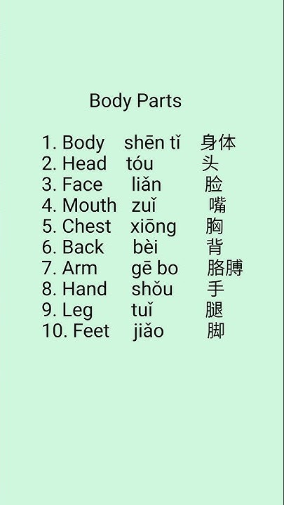 Test Your Chinese Vocabulary | Learn Chinese Body Parts | #learnchinese ...
