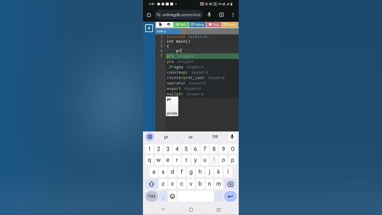 Hello world in c language using phone - YouTube