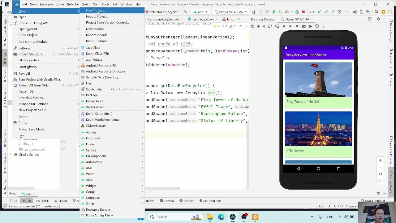 RecyclerView Android- Hướng dẫn lập trình : phần 1 - Hiển thị danh sách ...