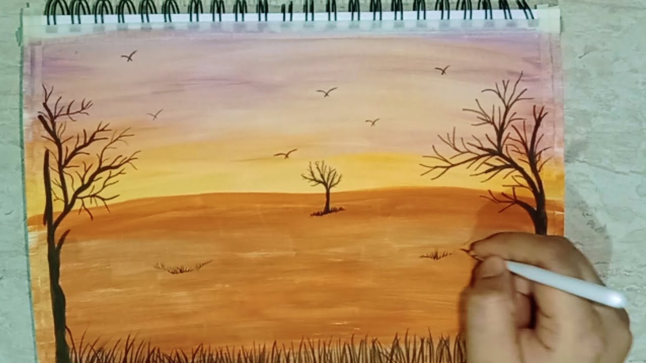 Easy Evening painting with beautiful shade 🤗🤗🤗#viral #art #painting ...