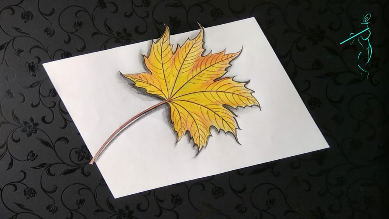 How To Draw 3D Leaf Step By Step Drawing Realistick Autumn Leaf How To Draw 3D Leaf Step By Step Drawing Realistick Autumn Leaf