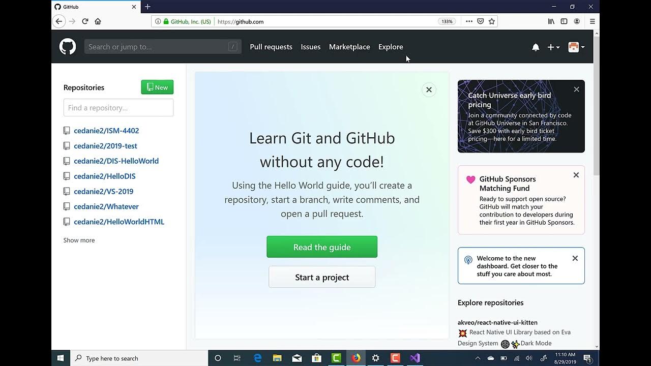 Visual Studio 2019 integration with Git and GitHub demo - YouTube