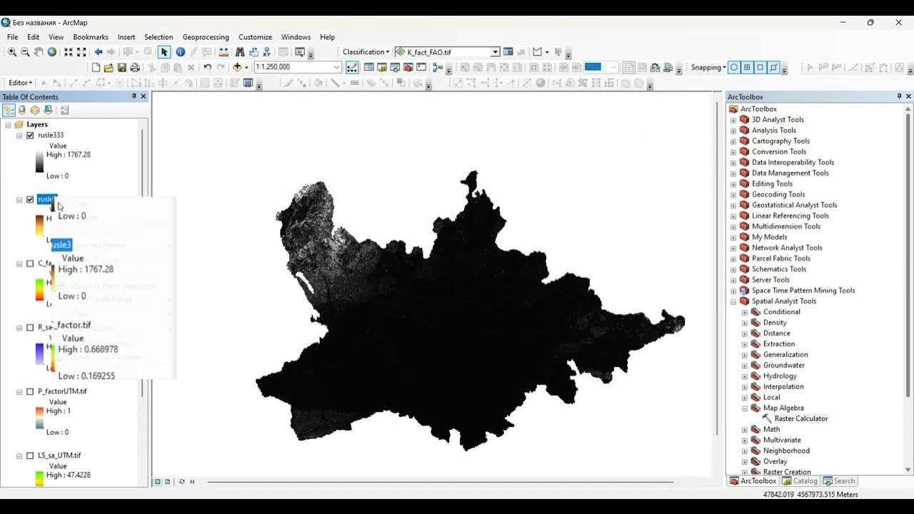 RUSLE model with LS factor from SAGA anf K factor from soil database in ArcMap - YouTube