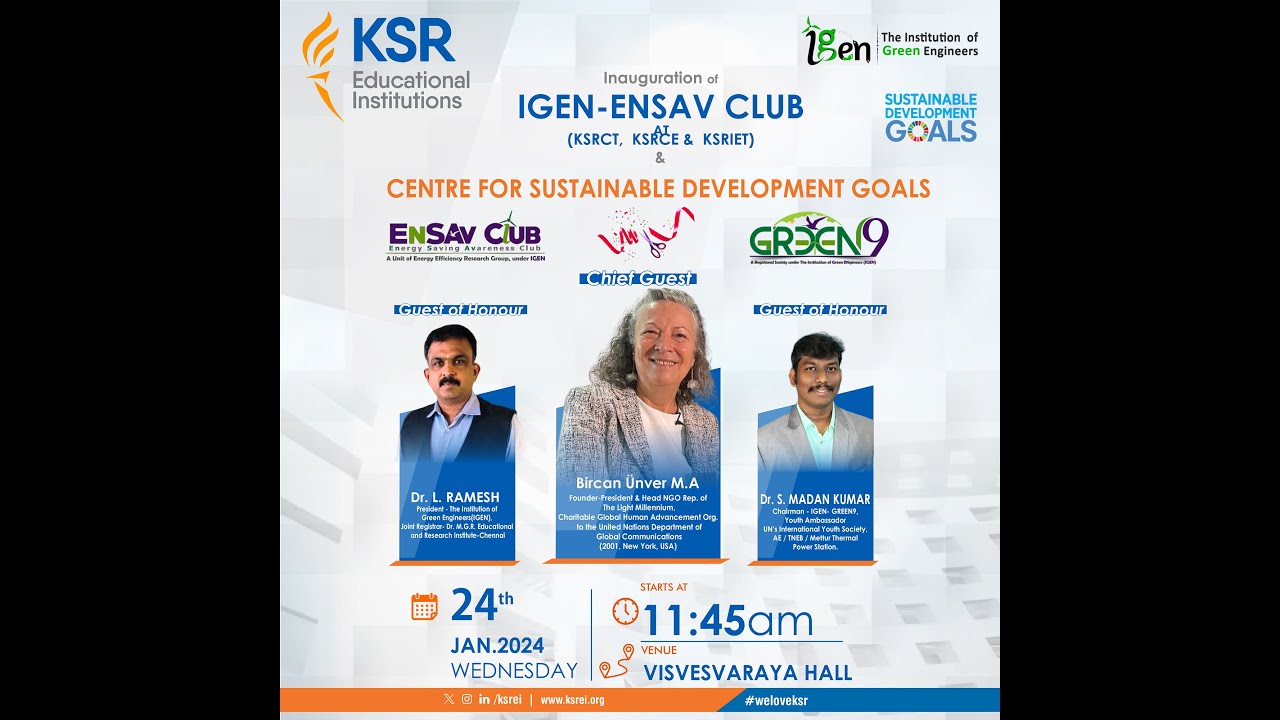 Inauguration of IGEN-ENSAV CLUB (KSRCT, KSRCE & KSRIET) - YouTube