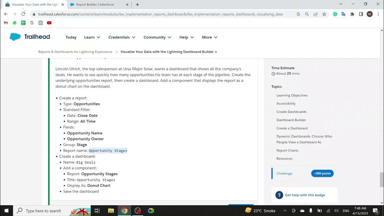 Visualize Your Data with the Lightning Dashboard Builder | Create an opportunities report ...