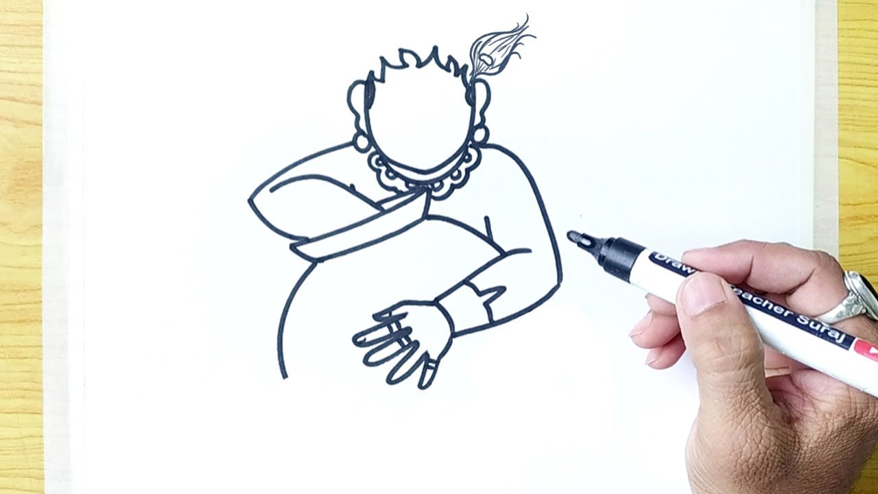 Krishna Bhagwan Balroop Drawing Most Easy Method. - YouTube