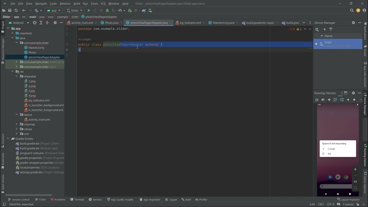 Android images Slider tạo class tạo photoViewPagerAdapter extends PagerAdapter - YouTube