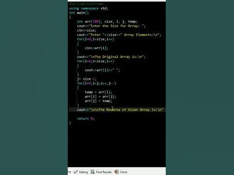Print Reverse of an Array In C++ Program | #shorts #shortvideo #short #viral #cpp - YouTube