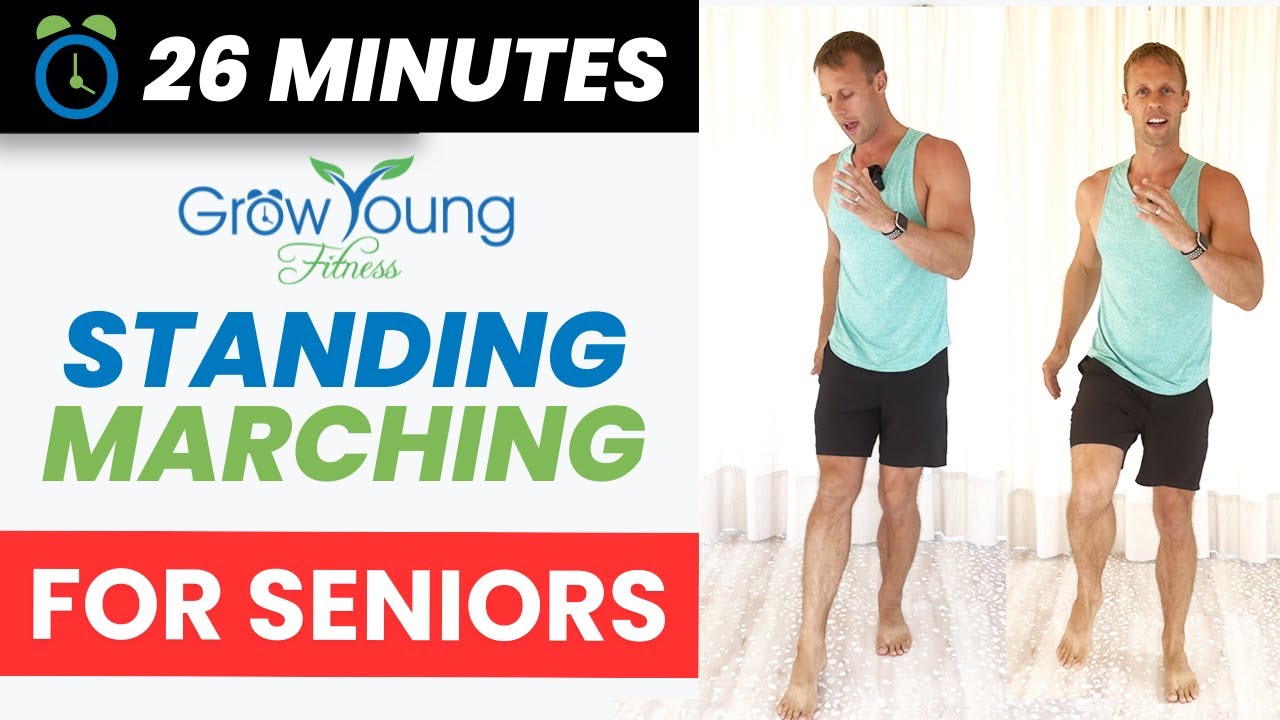 26 Min | Standing Walking + Marching For Weight Loss | Simulated Beach ...