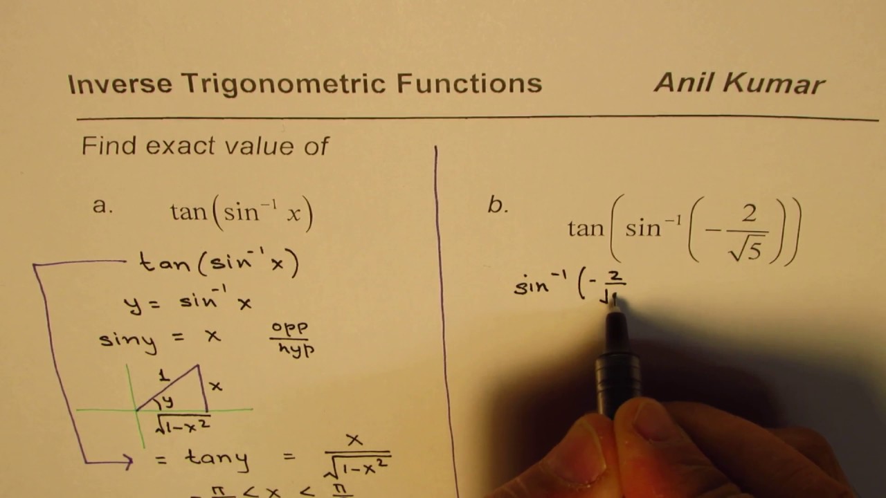How To Find Exact Value Of Tan Of Sine Inverse Function Composite