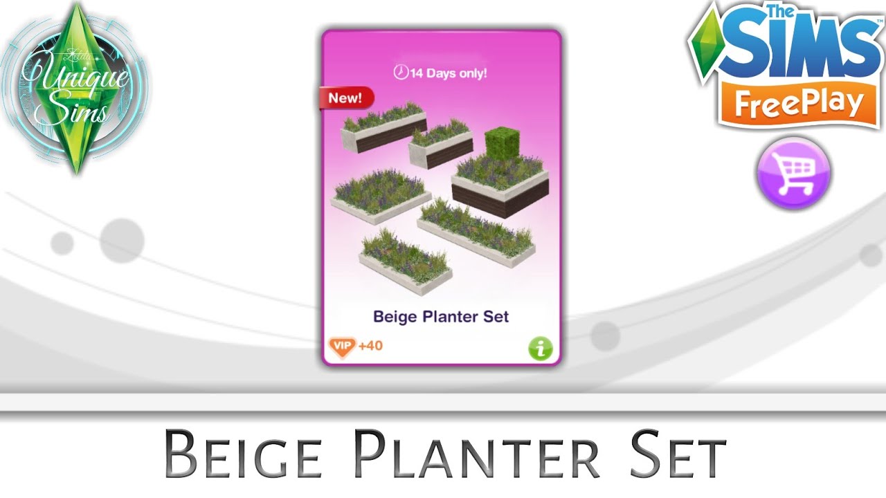 The Sims Freeplay || Beige Planter Set Pack || Online Store Packs - YouTube