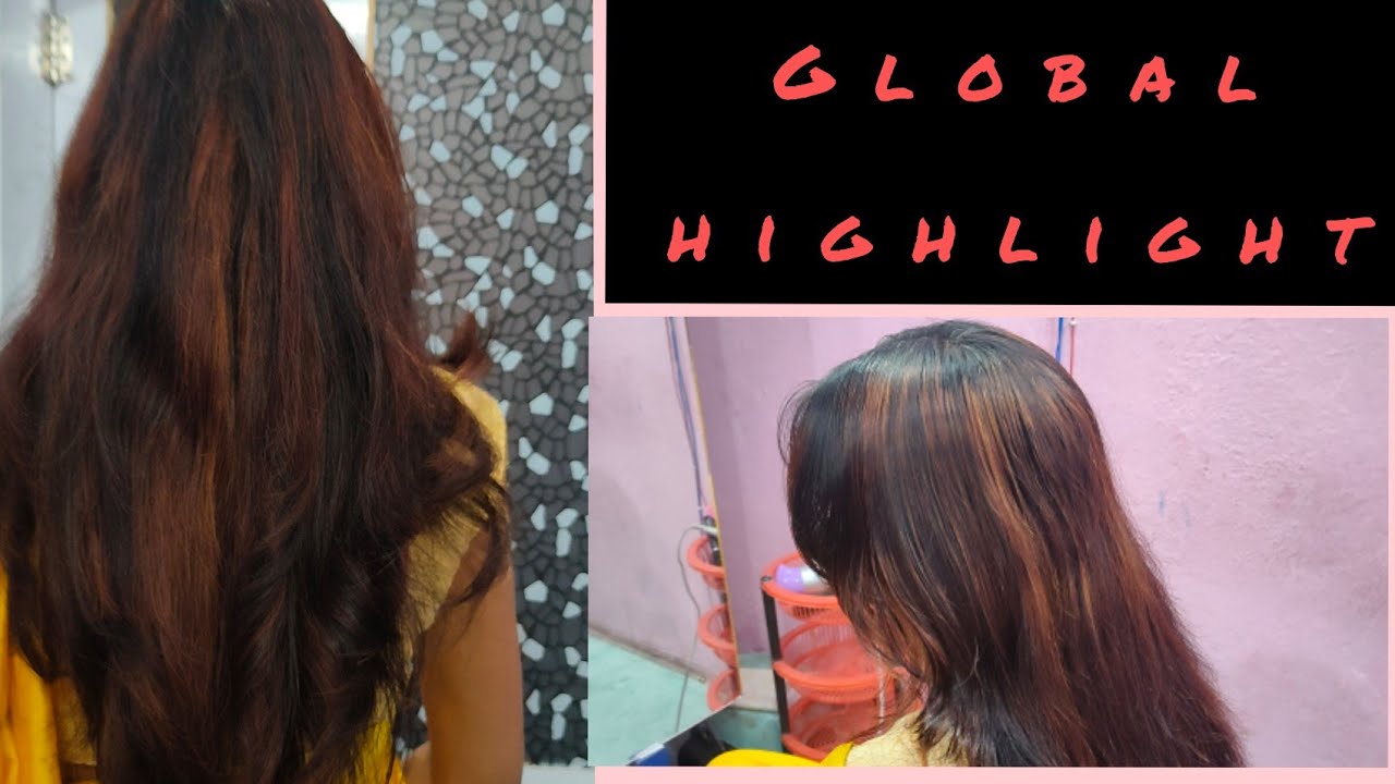 Global highlights on layers hair cut || highlights with strex colour ...