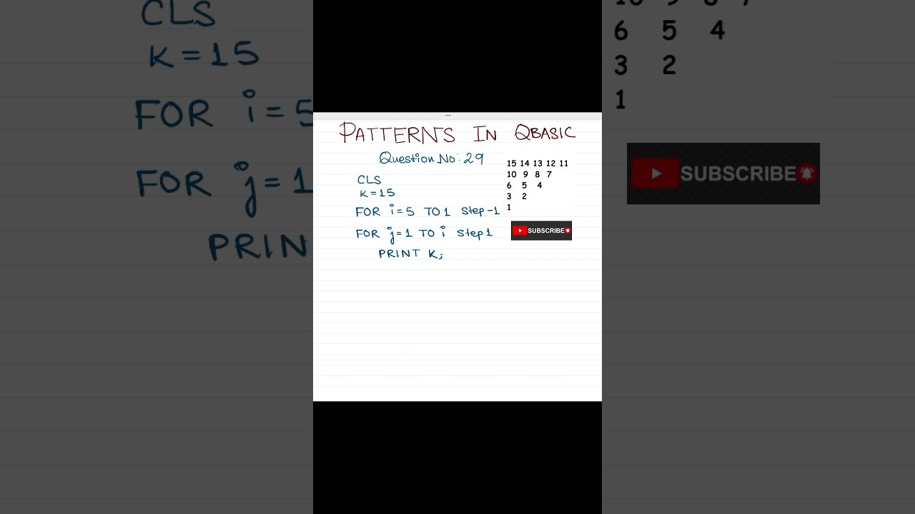 Qbasic Pattern Part 29 youtubeshorts shots sort qbasic pattern Qbasic Pattern Part 29 youtubeshorts shots sort qbasic pattern