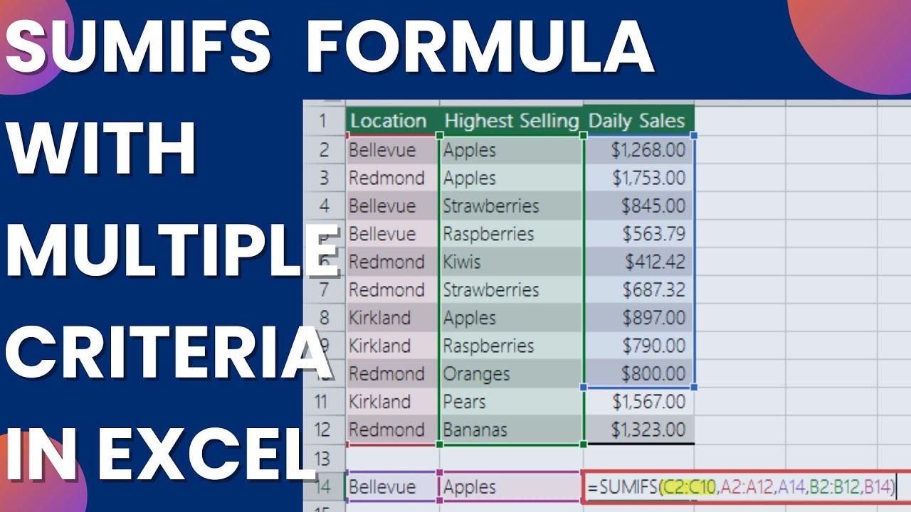 How to use Sumifs with Multiple Criteria || Excel sumifs function with ...