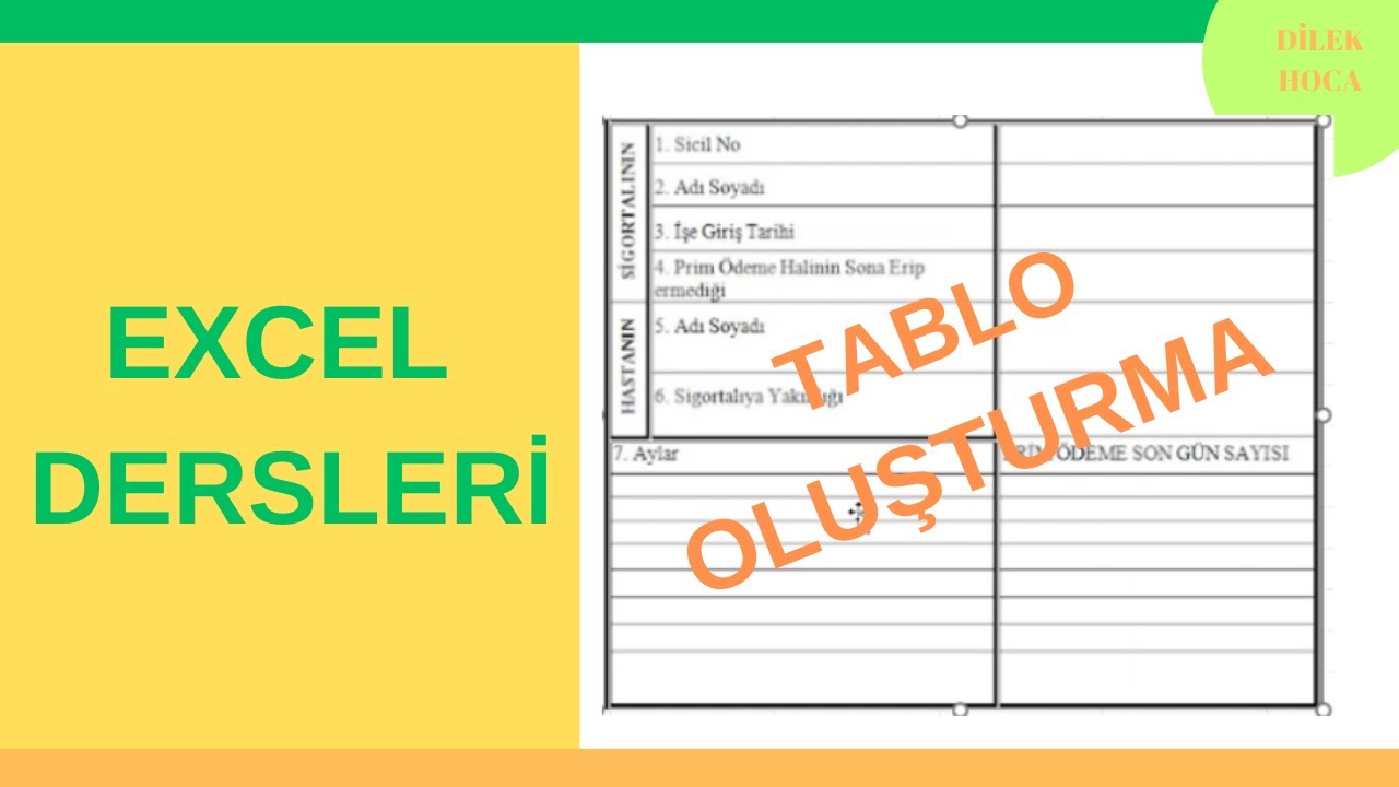 EXCEL TABLO OLUŞTURMA (DETAYLI) #excel #exceldersleri #exceltips - YouTube